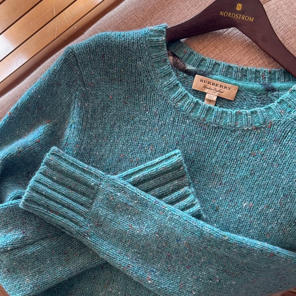 Burberry | Sweaters | Burberry Turquoise Speckled Knit Sweater | Poshmark